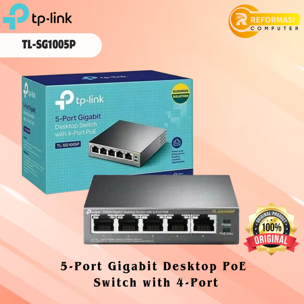 Jual TP-LINK TL-SG1005P 5-Port Gigabit Desktop PoE Switch with 4-Port | Shopee Indonesia