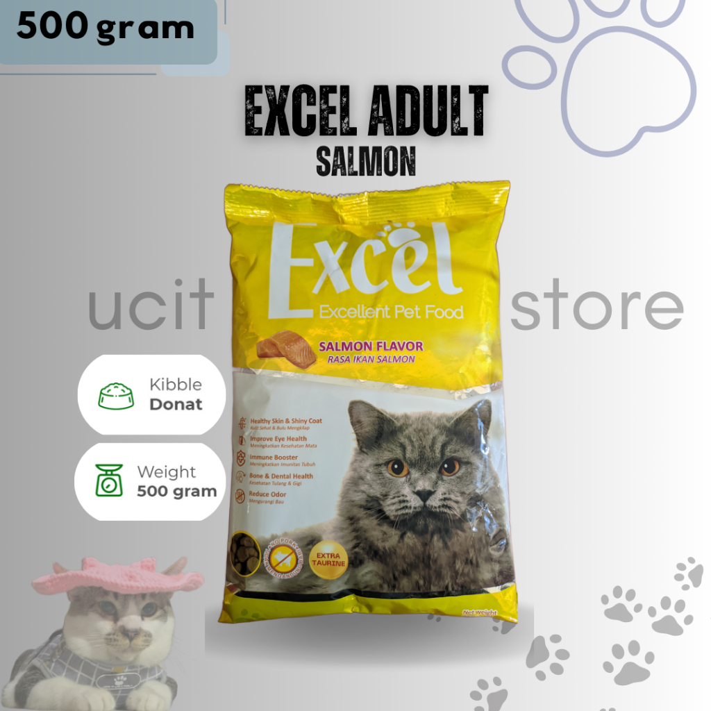 Jual Excel Cat Food Adult Salmon 500gram "Dry Food Cat" | Shopee Indonesia