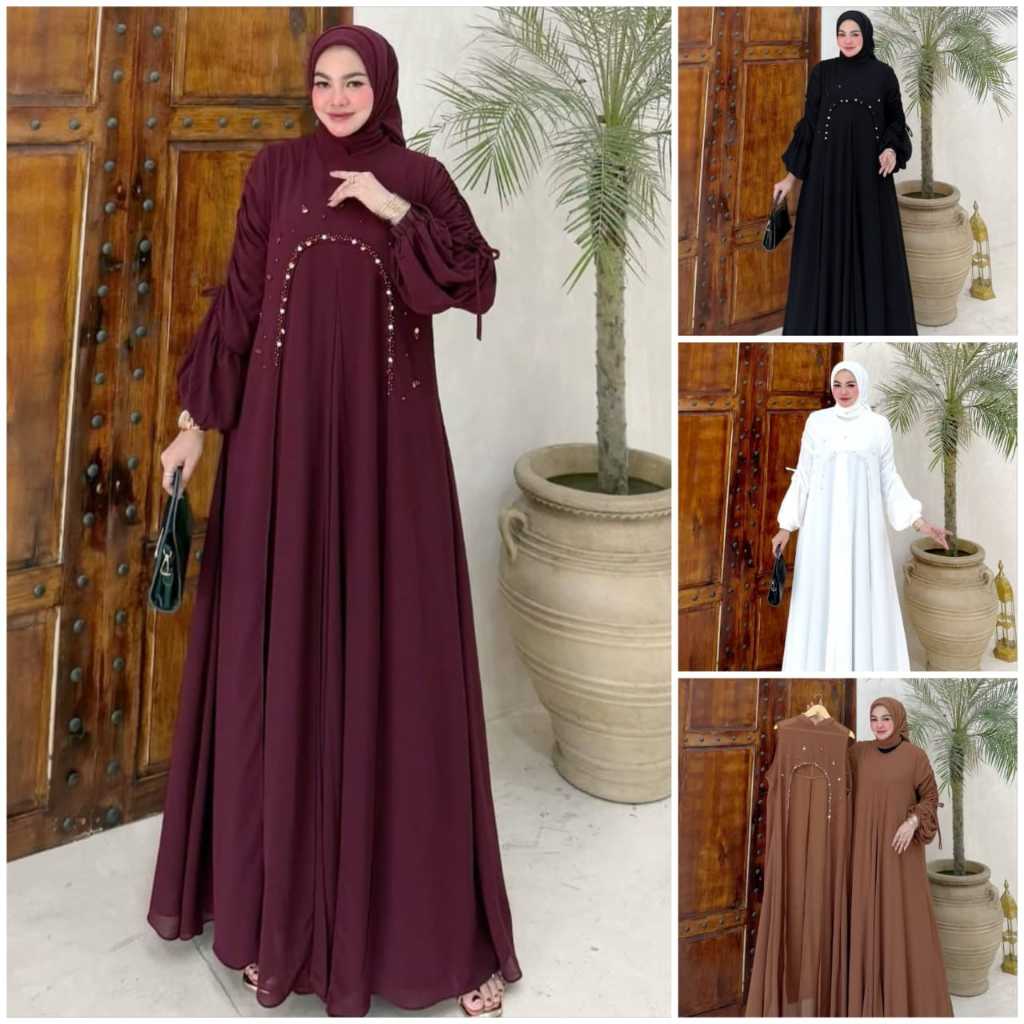 Jual TERBARU!!!!!!!!! Emilia Set Iner + Outer Bisa Lepas Pasang/Gamis Set Abaya Wanita Bahan ...
