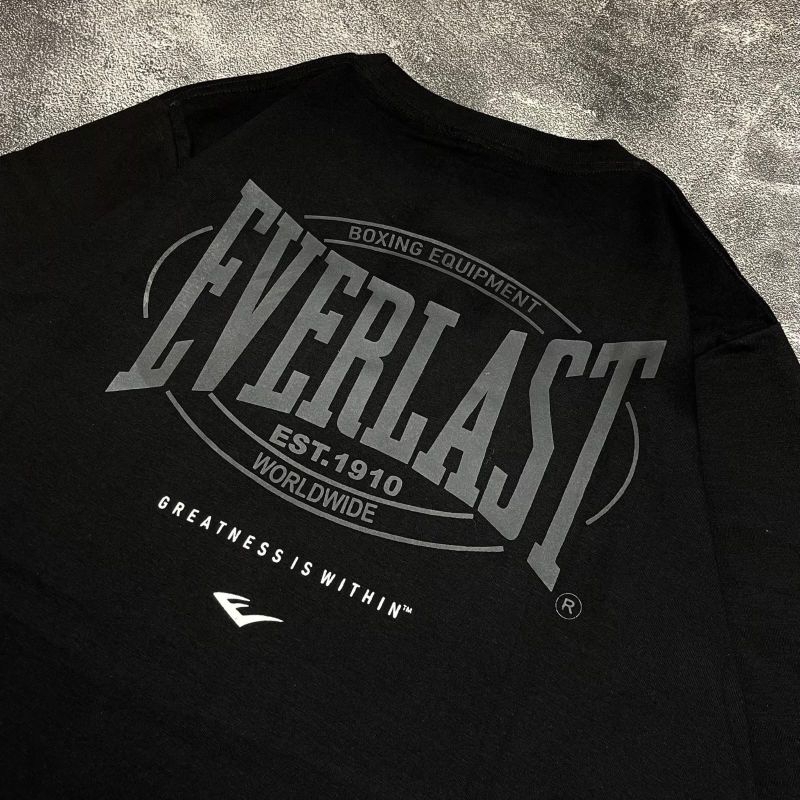 Jual Ts Everlast Boxing Full Tag Label Kaos Boxing Full Black Outfit ...