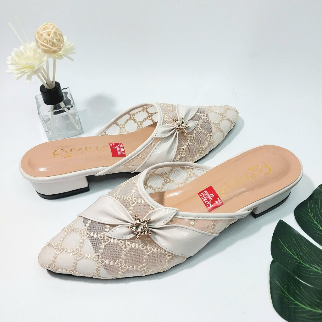 Jual sandal wanita pesta hak tahu 3cm terbaru ab-01/heels pesta brukat ...