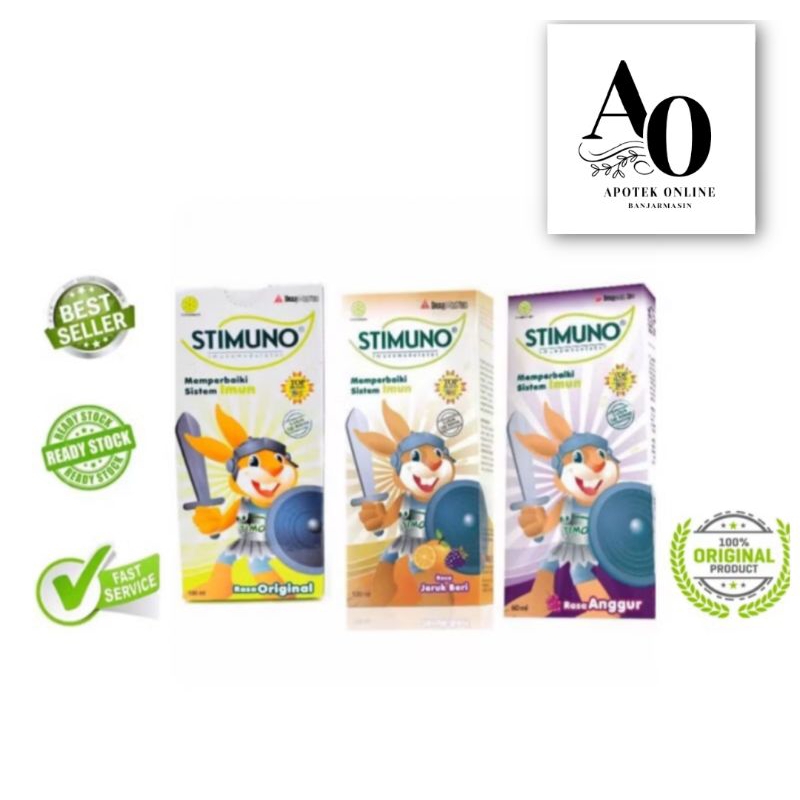 Jual Stimuno Sirup 60ml/100ml Suplemen daya tahan tubuh Anak (AO ...