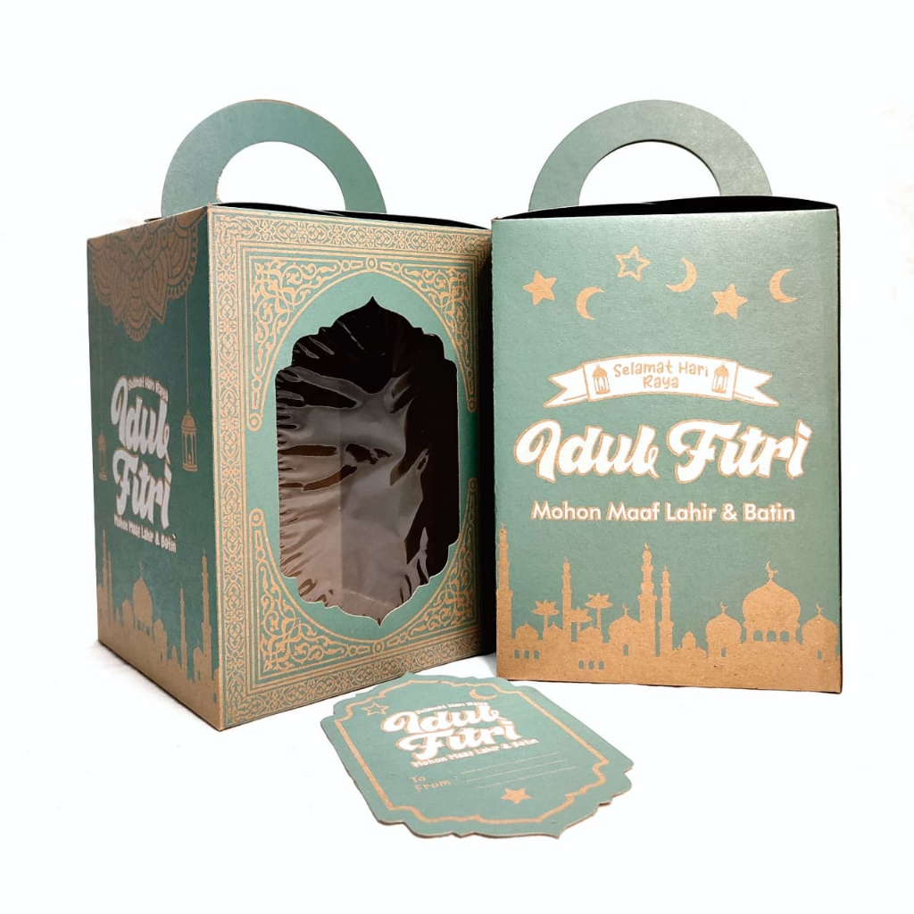 Jual Kardus Lebaran Handle Box 15x15x21 Toples 500g Isi 3 Kraft Window ...