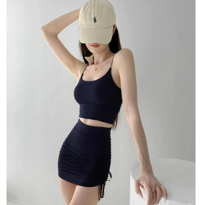Jual 99kOutlet One Set Crop Tanktop Spaghetti Strap + Mini Skirt Polos ...