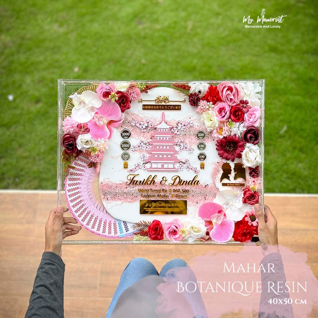 Jual Mahar Botanique Resin/ mahar Pernikahan bunga rustic frame akrilik ...