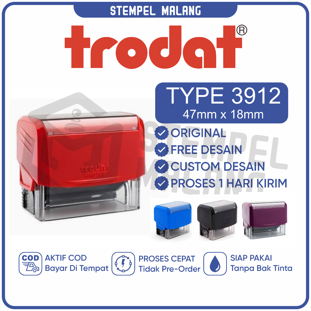 Jual STEMPEL TRODAT | CUSTOM DESAIN | NAMA TOKO / INSTANT PROSES | 3912 UK 47×18mm EKONOMIS ...