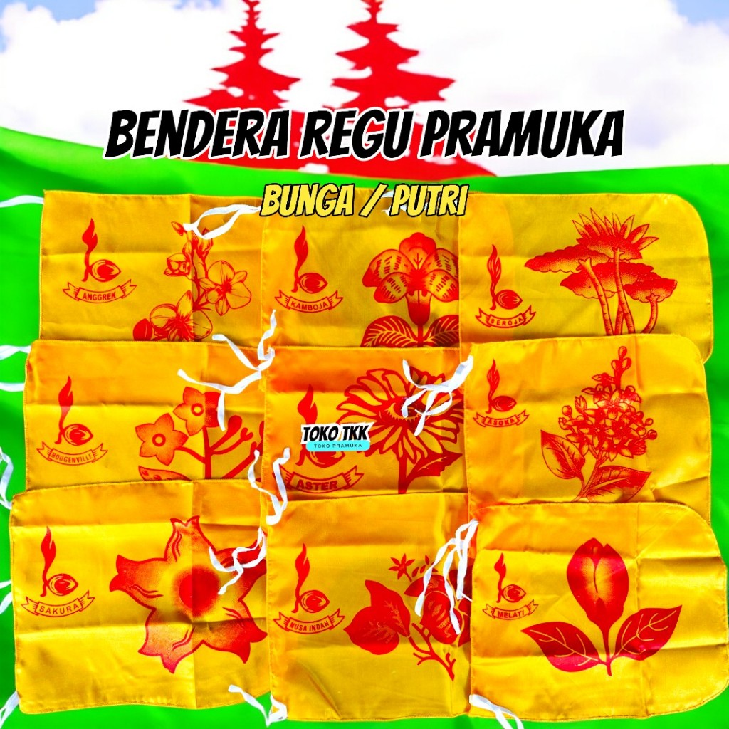 Jual Bendera regu pramuka putri / bendera regu bunga / putri lengkap ...