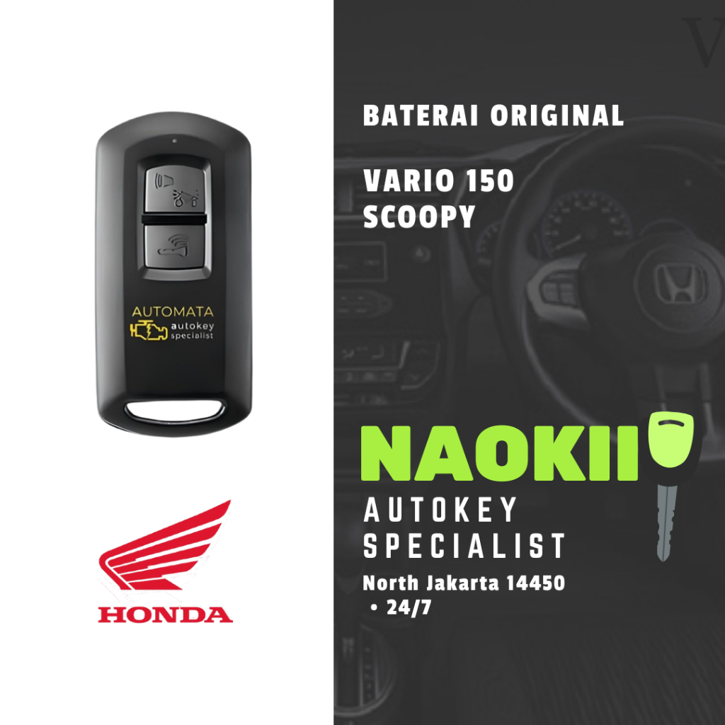 Jual Baterai Remote Kunci Keyless Motor Honda Vario 150 Scoopy Original ...