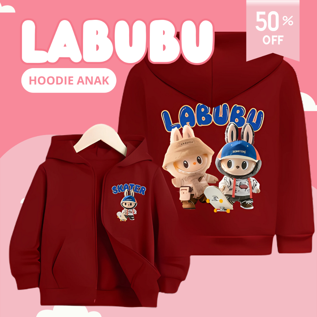 Jual Jaket Hoodie Zipper Labubu Anak Unisex Usia 2-10 Tahun | Jaket ...