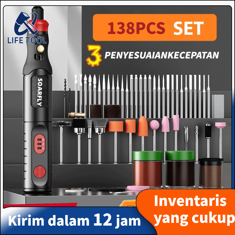 Jual Life tool /3 Mode/ Bor Mini Grinder / Alat Ukir Kayu 18VF Mini ...