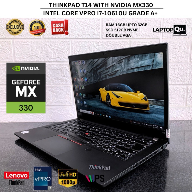 Jual LAPTOP GAMING THINKPAD T14 Vpro i7-10610U WITH NVIDIA MX330 RAM ...