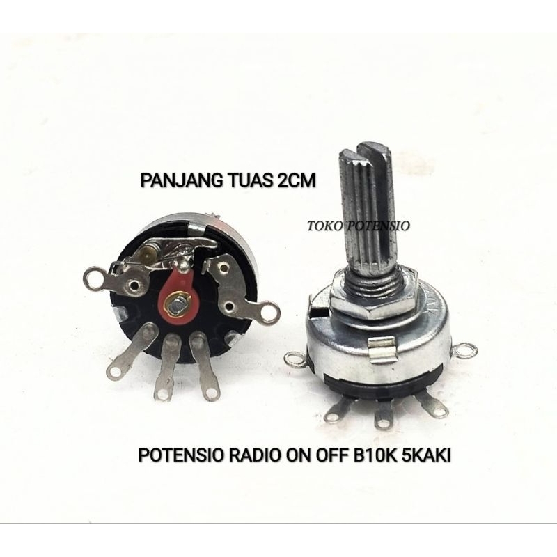 Jual POTENSIO RADIO ON OFF B10K 5KAKI TUAS 2CM | Shopee Indonesia