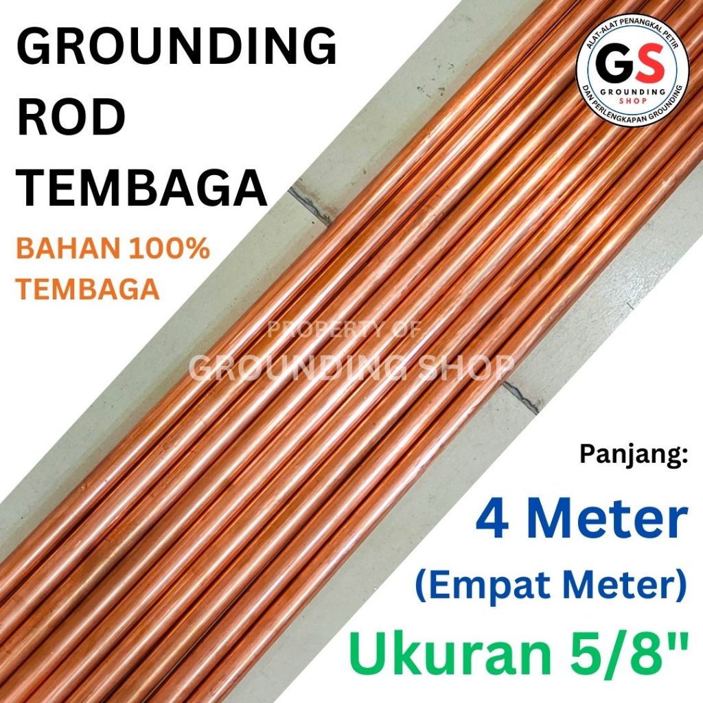 Jual Grounding Rod 5/8 x 4 Meter Full Tembaga / Grounding Rod Ukuran 5/ ...