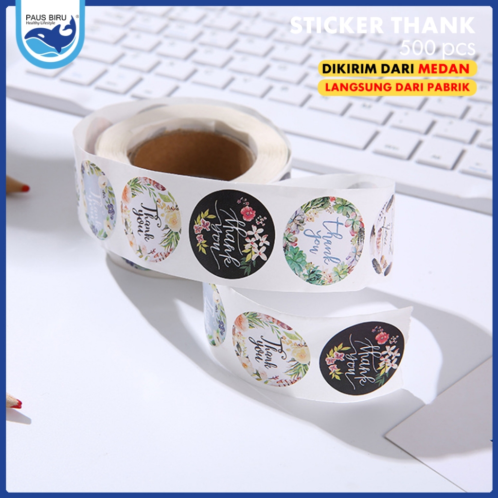 Jual Paus Biru - Stiker Kertas Dilapisi 500 PCS / Stiker Thank You ...