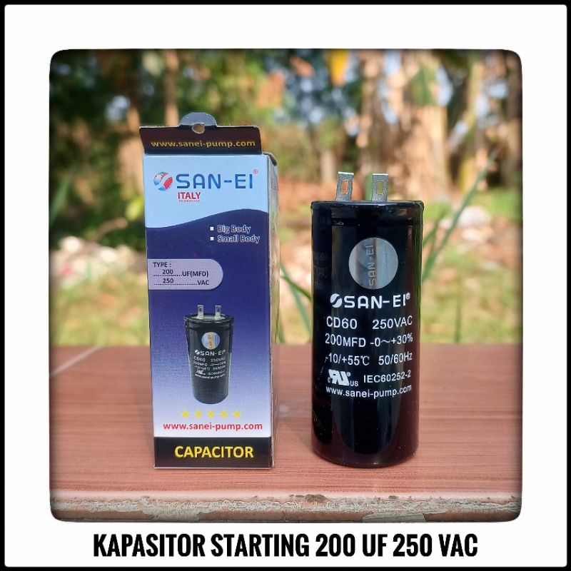 Jual kapasitor motor starting socket 2 pin 200uf 250V SE | Shopee Indonesia