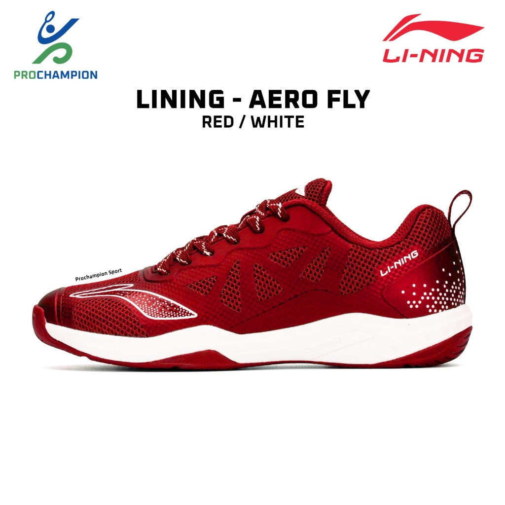 Jual Sepatu Badminton Lining Li-Ning AERO FLY Red White | Shopee Indonesia
