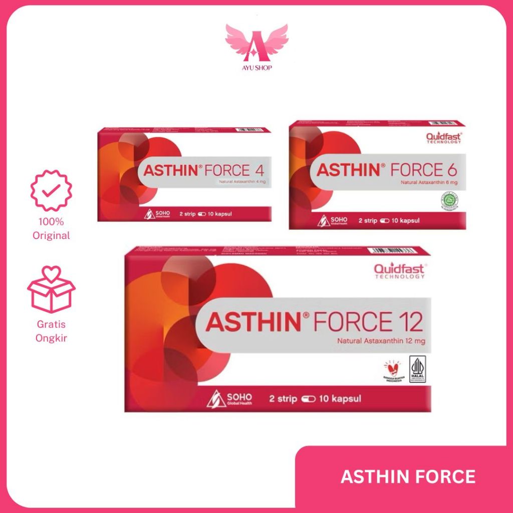 Jual ASTHIN FORCE 12 MG 6 MG 4 MG | Astaxanthin Suplemen Daya Tahan ...