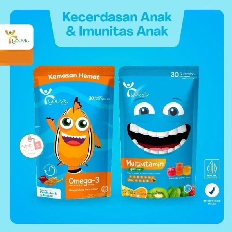 Jual YOUVIT OMEGA 3 ANAK | YOUVIT MULTIVITAMIN GUMMY ANAK | Kids Gummy Vitamin Untuk Kecerdasan ...