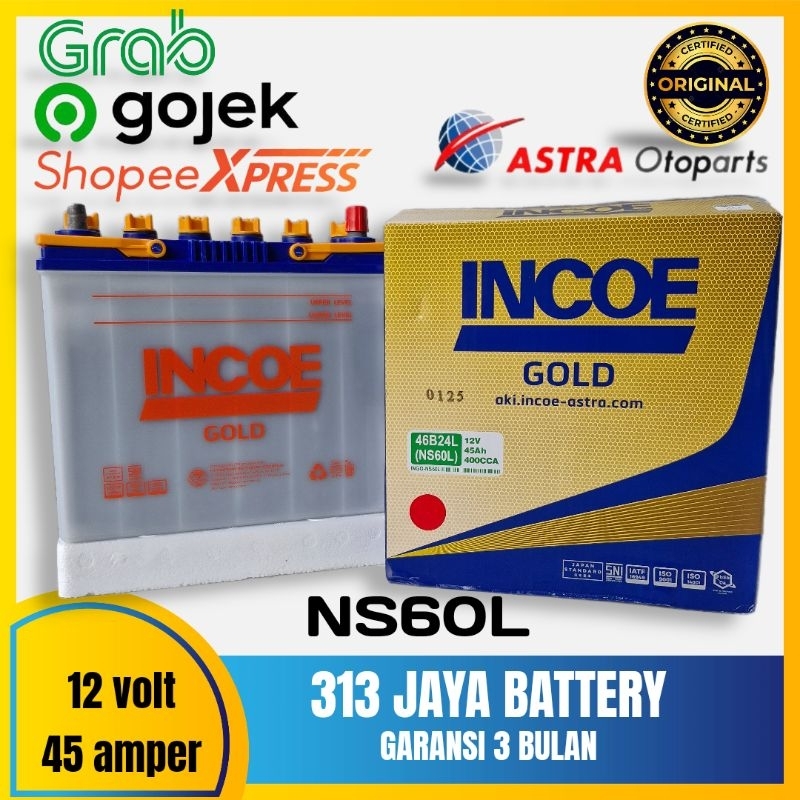Jual ACCU INCOE GOLD NS60L / 46B24L ( aki basah 45 amper ) BALENO ...