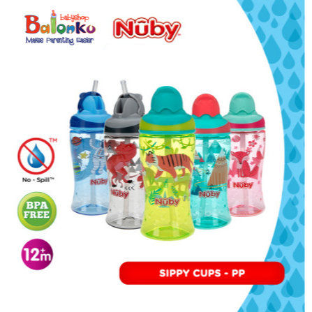 Jual Nuby Thirsty Kids Flip-it Boost Bottle with Thin Straw Botol Minum Anak | Shopee Indonesia