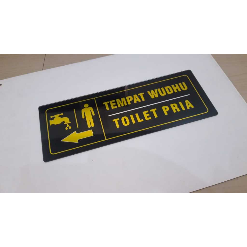 Jual Papan akrilik tempat wudhu dan toilet pria warna emas arah kiri ...