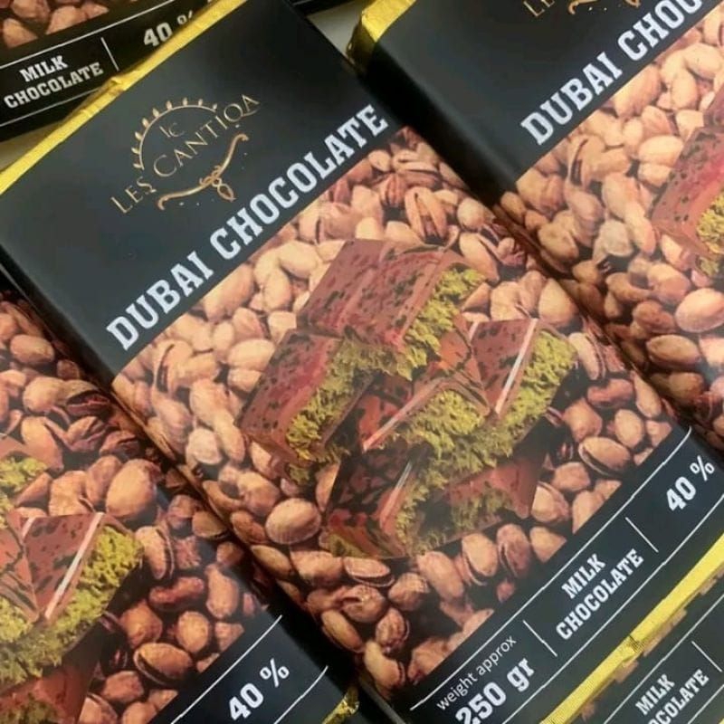 Jual coklat Dubai kunafa pistachio lescantiqa kacang pistachio snack cemilan chocolate dubai ...