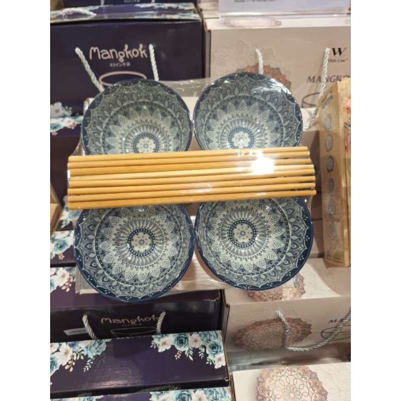 Jual mangkok keramik fre box sumpit Isi 4 satu box | Shopee Indonesia