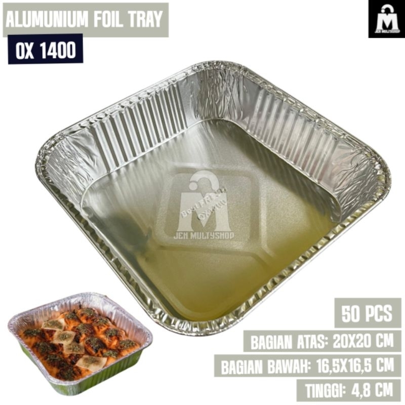 Jual Alumunium foil tray OX 1400 isi 50 pcs & 25 pcs Plus tutup dan tanpa tutup | Shopee Indonesia