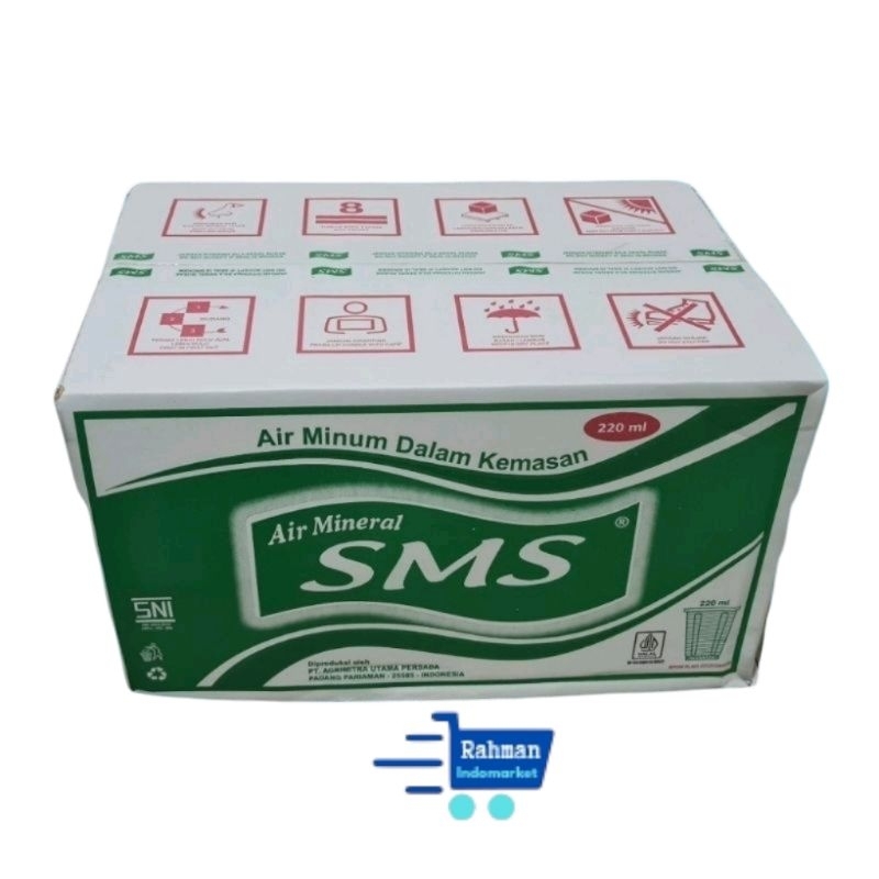 Jual SMS AIR MINERAL KEMASAN GELAS 1DUS ISI 48 PCS @220ML | Shopee ...