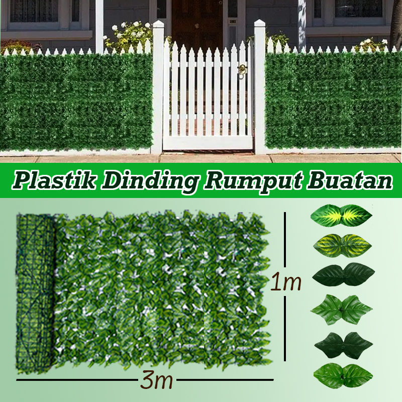 Jual Rumput Dinding Sintetis Dekorasi Dinding Daun Rambat Pagar 3 Meter ...