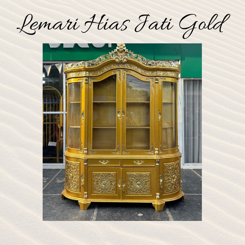 Jual Lemari Hias Jati Gold / Lemari Hias Mewah | Shopee Indonesia