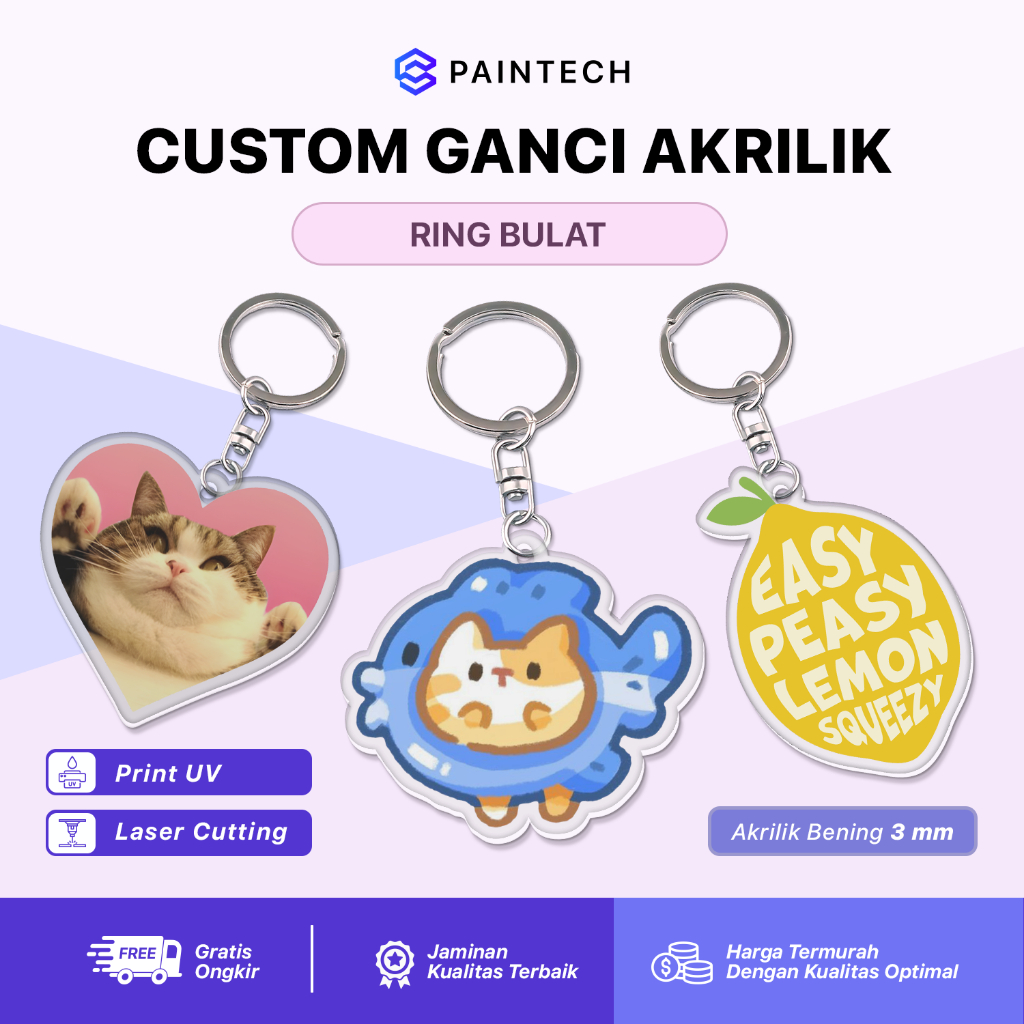 Jual [Min. 50 pcs] Custom Keychain Akrilik | Ganci Gantungan Kunci ...