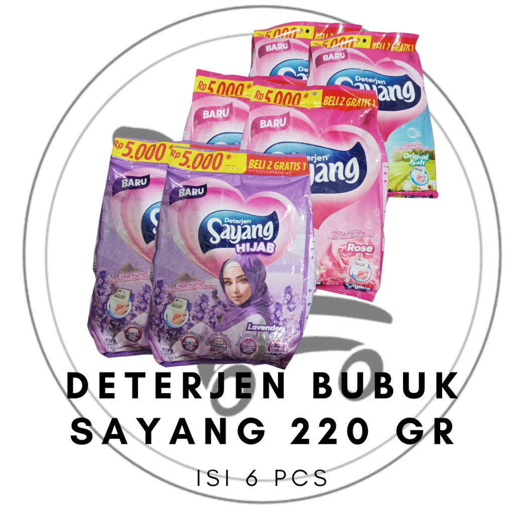 Jual (PAKET 6 PCS) SAYANG DETERJEN BUBUK 220 GR SABUN CUCI BAJU MURAH 6 ...
