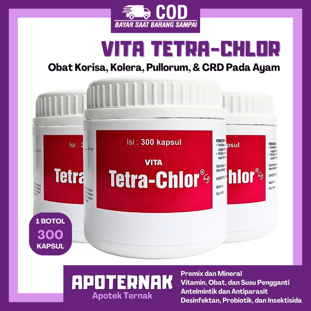 Jual VITA TETRA CHLOR 300 KAPSUL (1 POT) - Tetra Clor Ayam Medion Obat ...