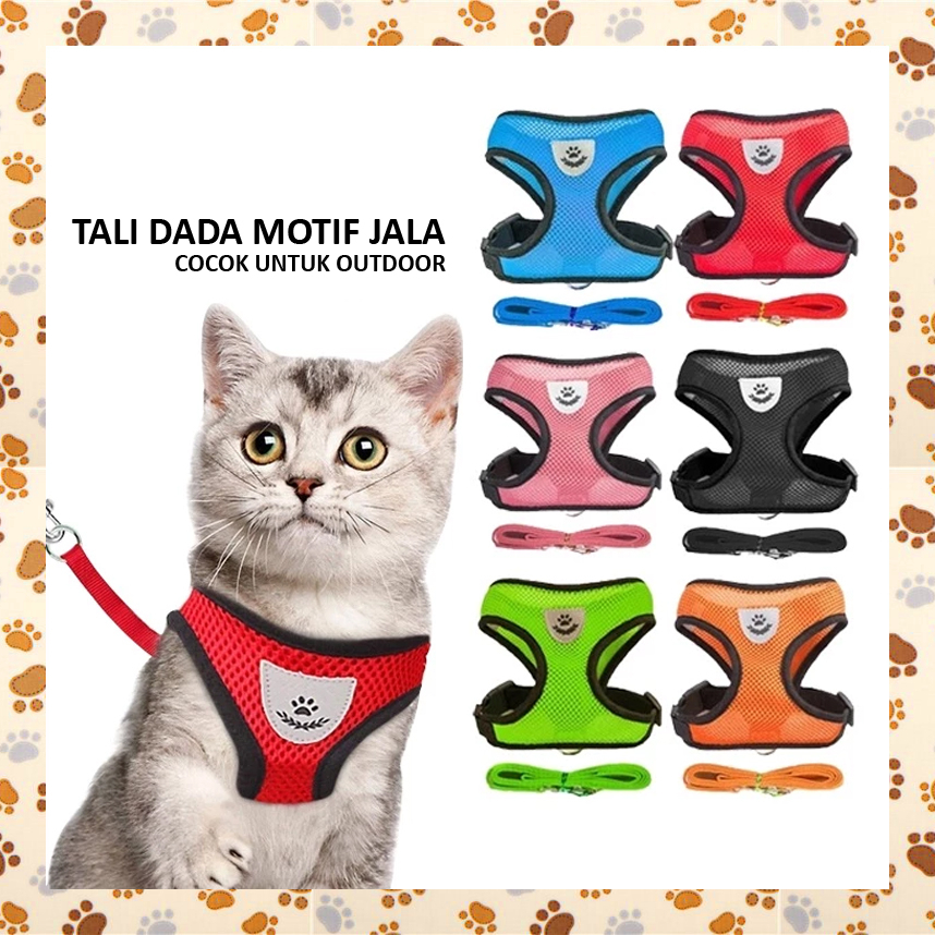 Jual B01CB0 Tali Dada Kucing Rompi Traksi Harness Motif Jala Harnes ...