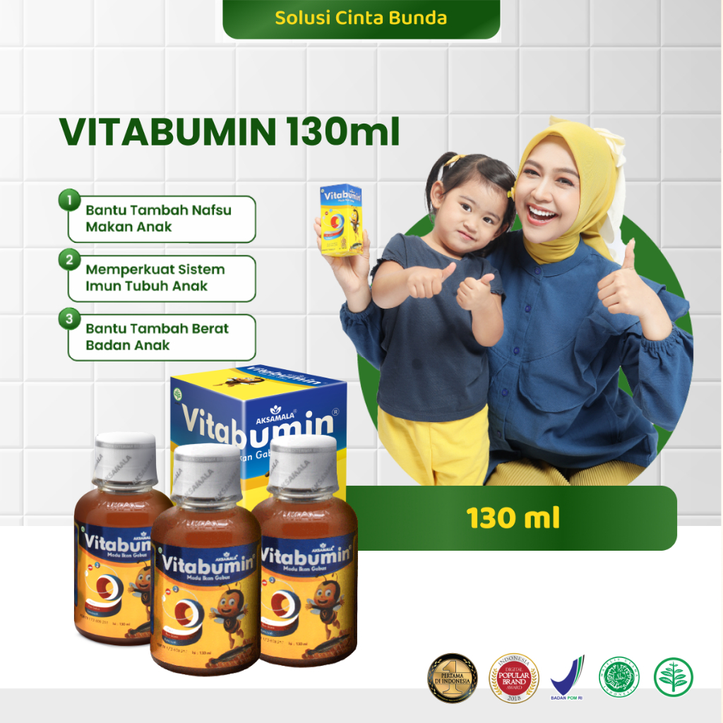 Jual Vitabumin 130 ml 3 Botol - Madu Albumin - Madu Ekstrak Ikan Gabus - Madu Penambah Nafsu ...