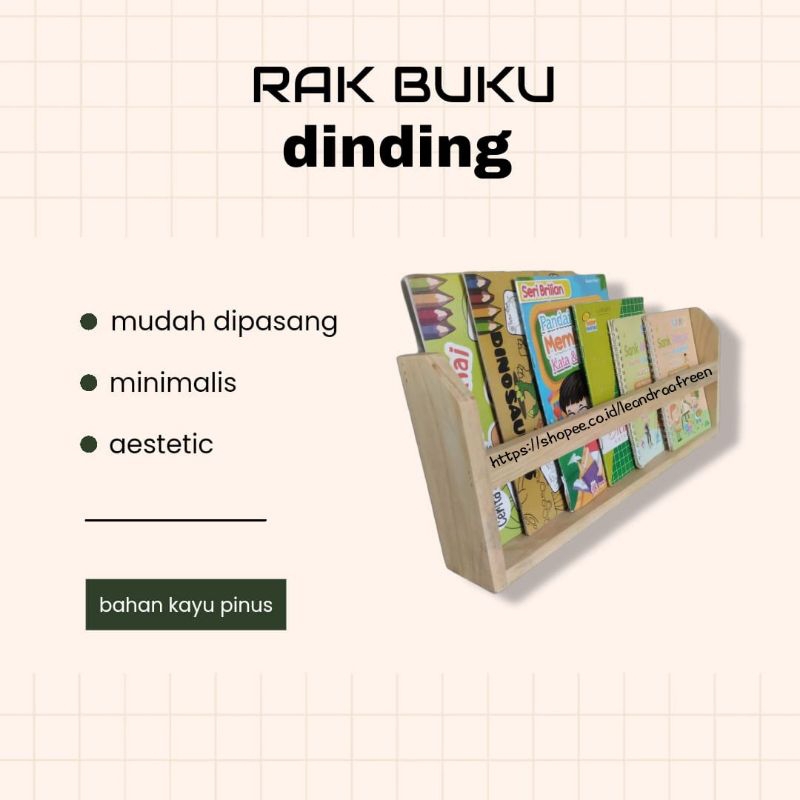 Jual Rak Tempat Buku Kayu Gantung Rak Majalah Rak Novel Rak Komix Rak ...