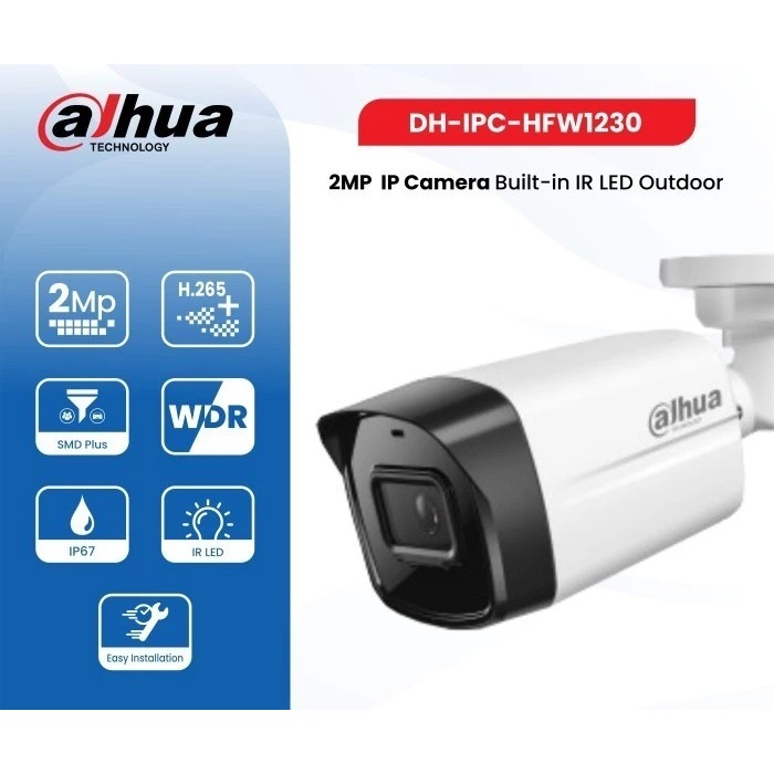 Jual KAMERA CCTV DAHUA DH-IPC-HFW1230 IP Camera 2MP Built-in IR LED Outdoor - GFO | Shopee Indonesia