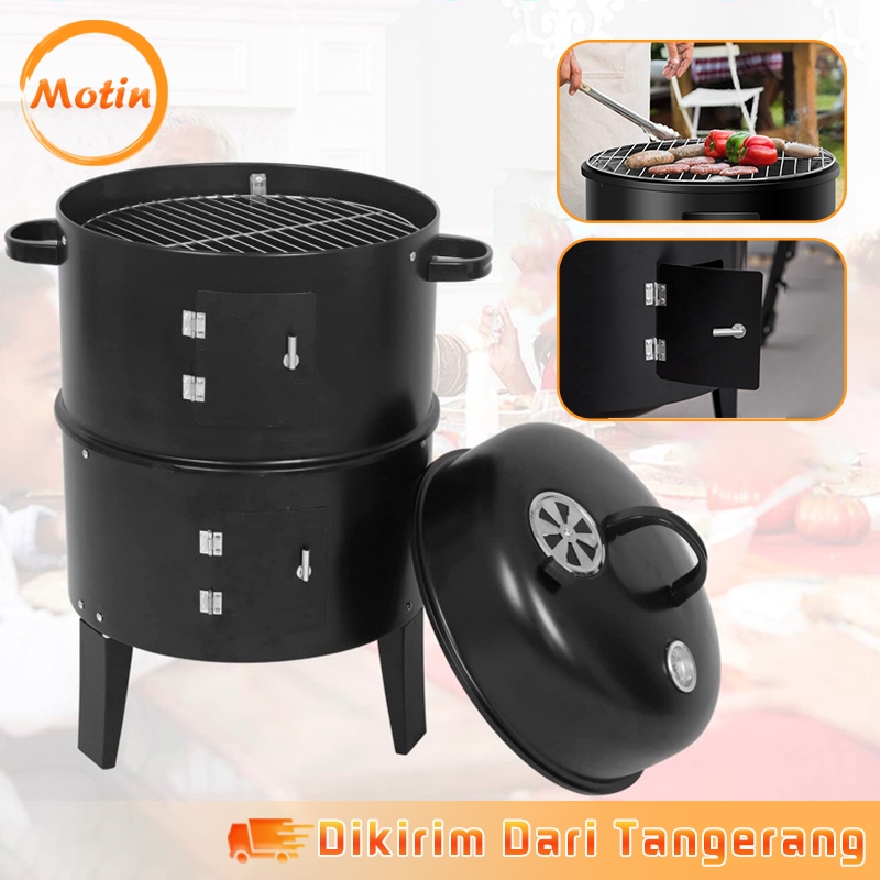 Jual 3 in 1 Smoker Grill Drum BBQ Pit Smoker Drum Roaster Stove Smoker ...