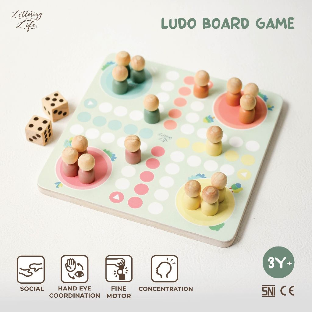 Jual Lettering and Life Ludo Board Game Wooden Toys - Mainan Kayu Papan ...