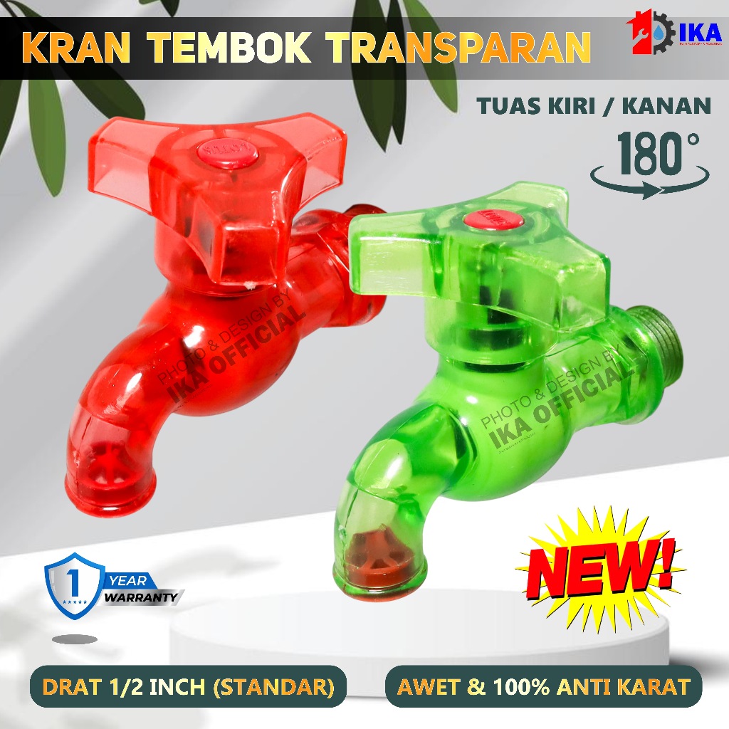 Jual Keran Plastik Tembok Baling 1/2 inch transparant / KRAN AIR PVC TRANSPARAN 1/2" / Kran ...