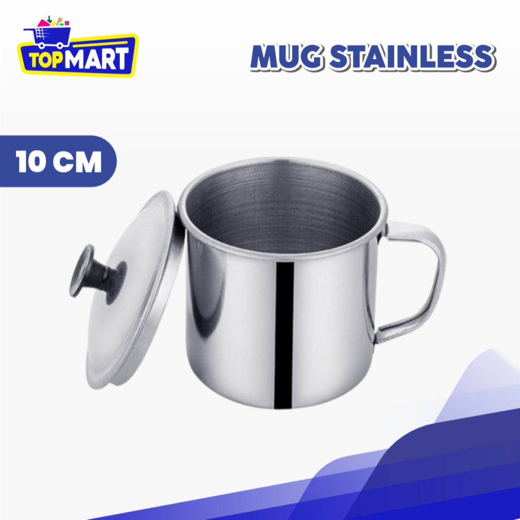 Jual TOPMART - Cangkir Gelas Kopi Mug Stainless Steel 10 Cm + Tutup Mug ...