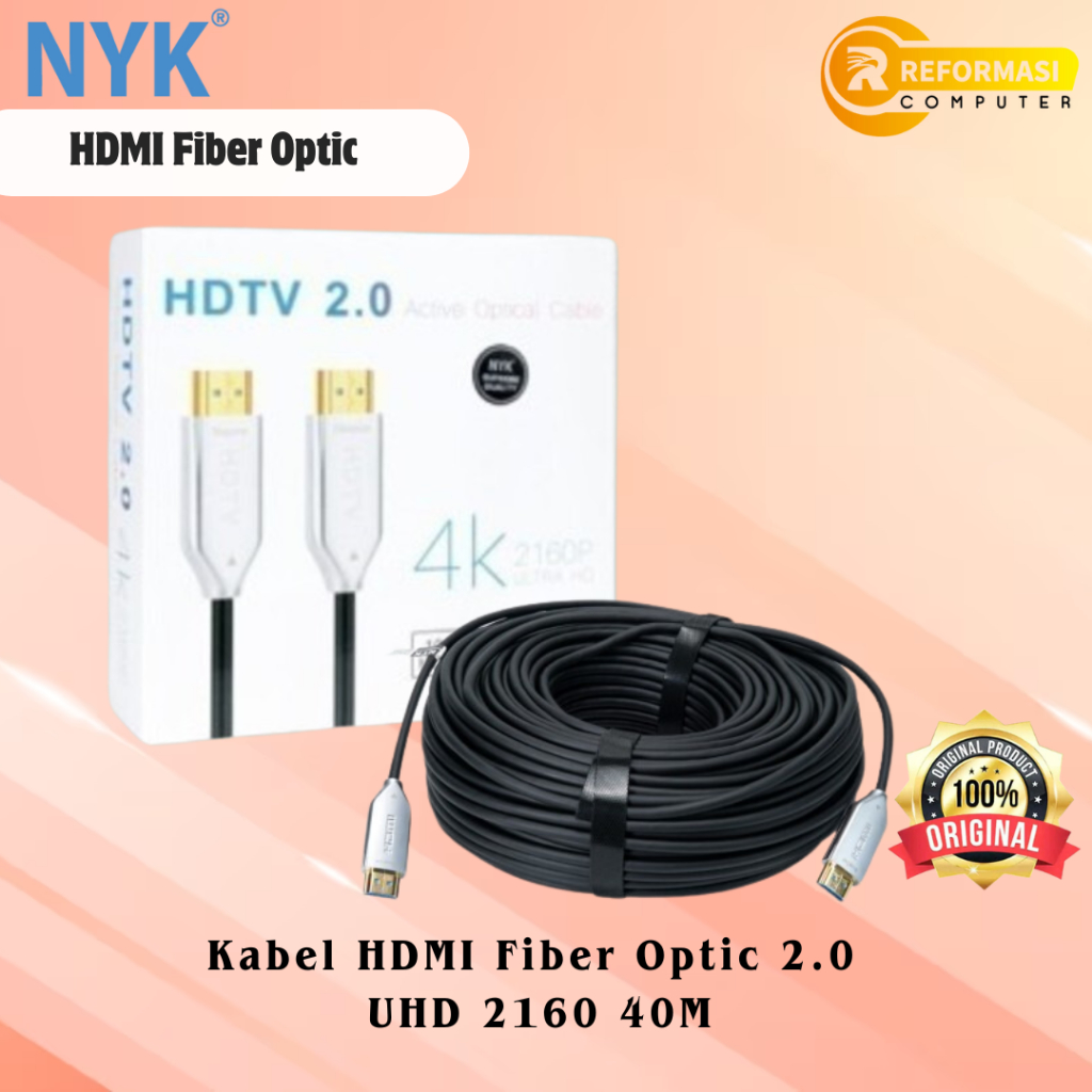 Jual NYK Kabel HDMI 40M Fiber Optic 2.0 UHD 2160 NYK 40M | Shopee Indonesia