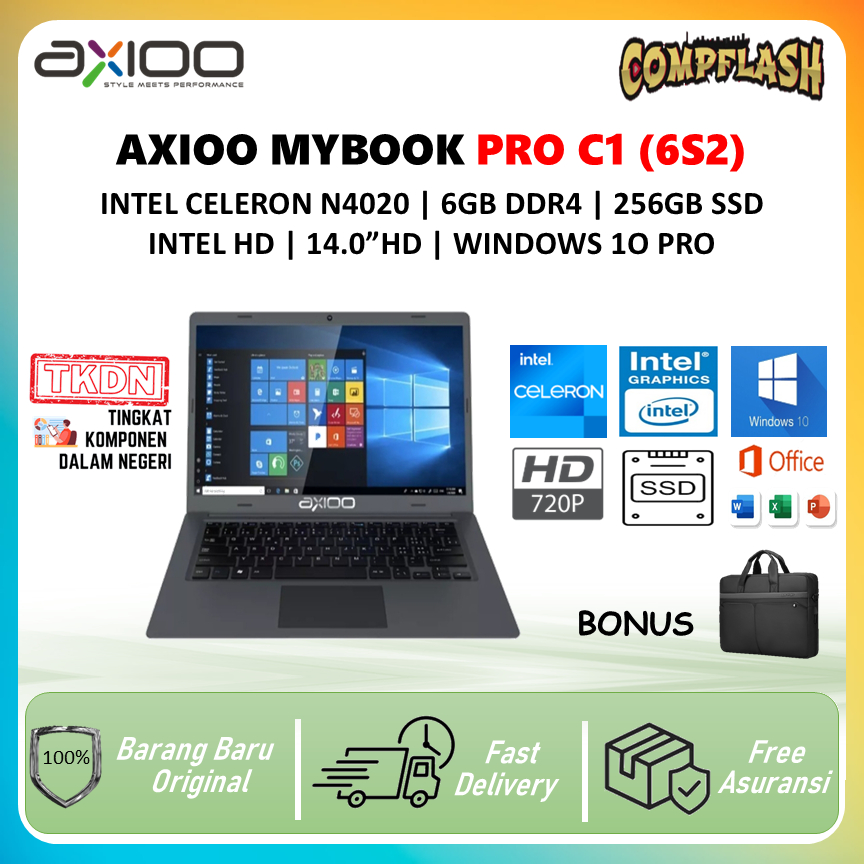 Jual LAPTOP TKDN AXIOO MYBOOK PRO C1 (6S2) 14 N4020 6GB 256GB W10PRO 14 ...