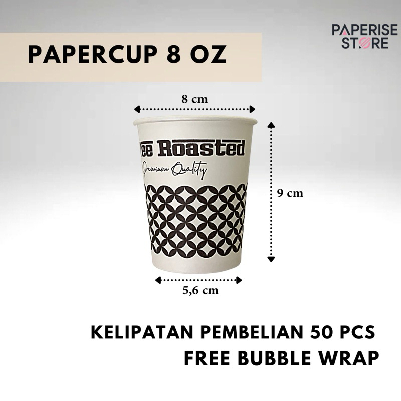 Jual Gelas Paper Cup Teh Kopi Tahan Panas 8 OZ 240 ml Gelas Kertas Anti Panas Sekali Pakai ...