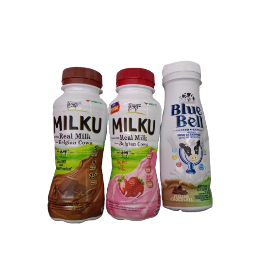 Jual MILKU REAL MILK BELGIAN COWS 200ML/MILKU STRAWBERRY 200ML/BLUE ...