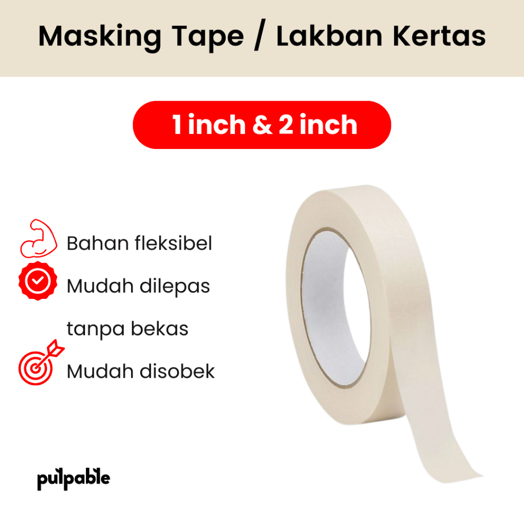 Jual Lakban Kertas / Masking Tape 1 inch / 2 inch 20 yard | Shopee ...