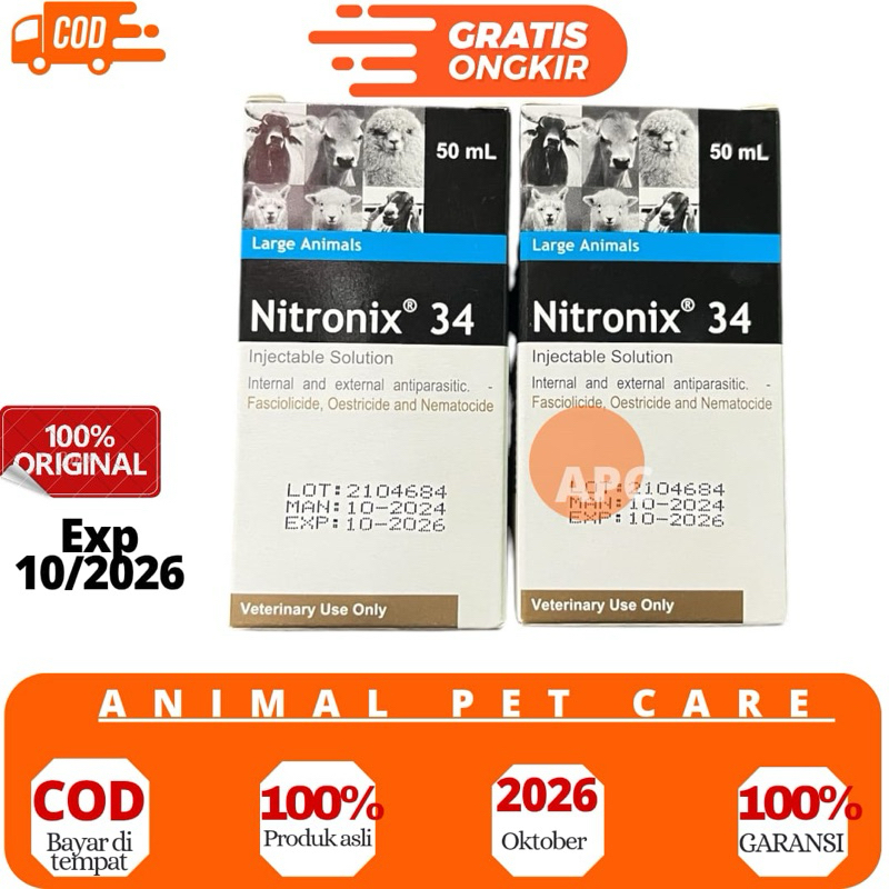 Jual NITRONIX 34 - OBAT Cacing Hati dan saluran pencernaan - Obat Hewan ...
