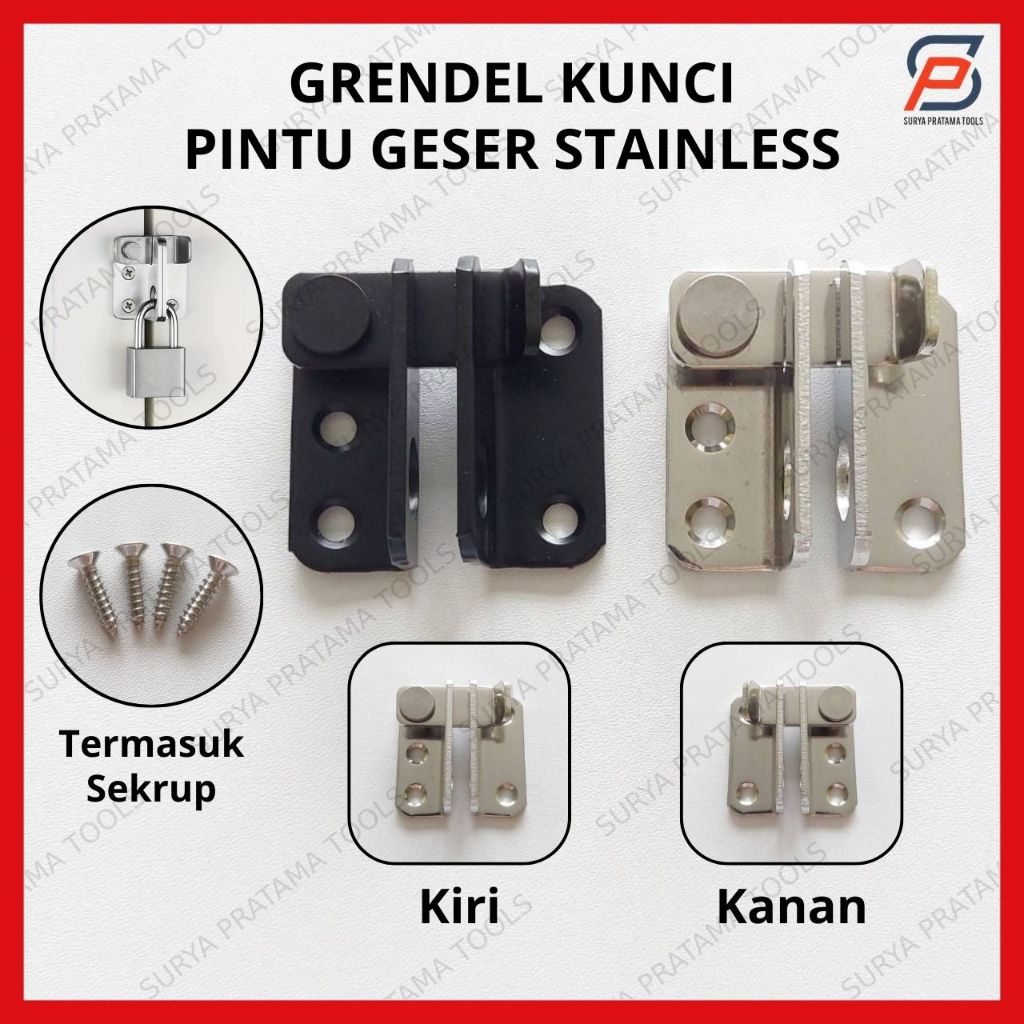 Jual Grendel Pintu Geser Stainless / Slot Kunci Pintu Geser / Cantolan ...