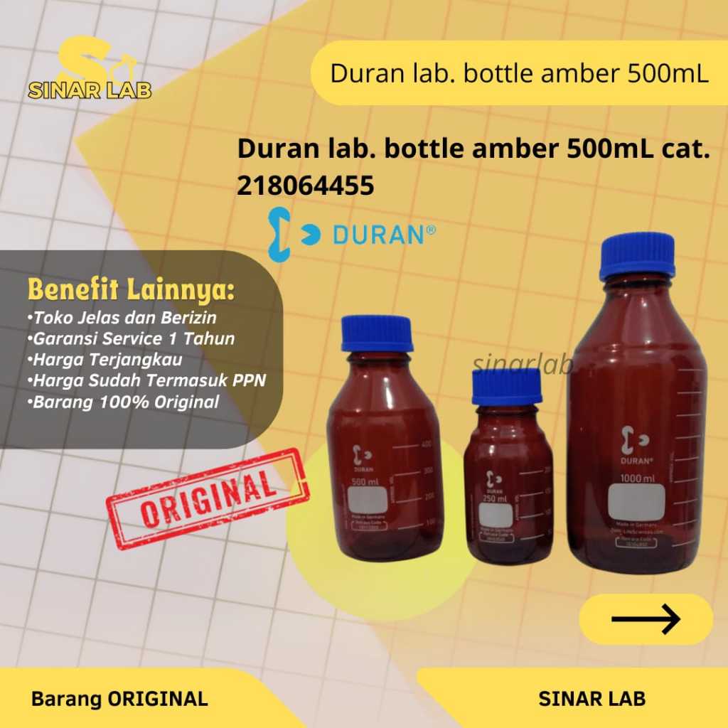 Jual Duran Lab Bottle Amber 500mL Cat. Original | Shopee Indonesia